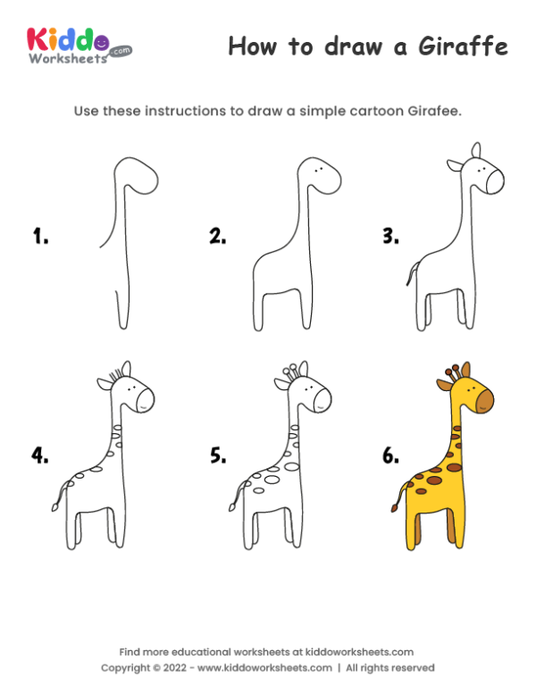 how to draw a giraffe for a child